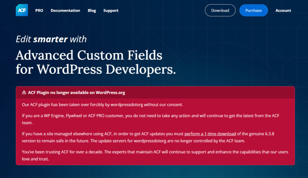 WordPressのACFをアップデートすると、SCFという別のプラグインに置き換わる！？ ACFを使い続けるための解決方法 - spoool blog | 株式会社スプール ブログ